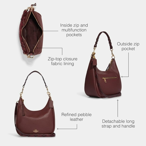 Coach | Bags | Coach Jules Hobo Burgundy Purse Handbag Shoulder Bag ...